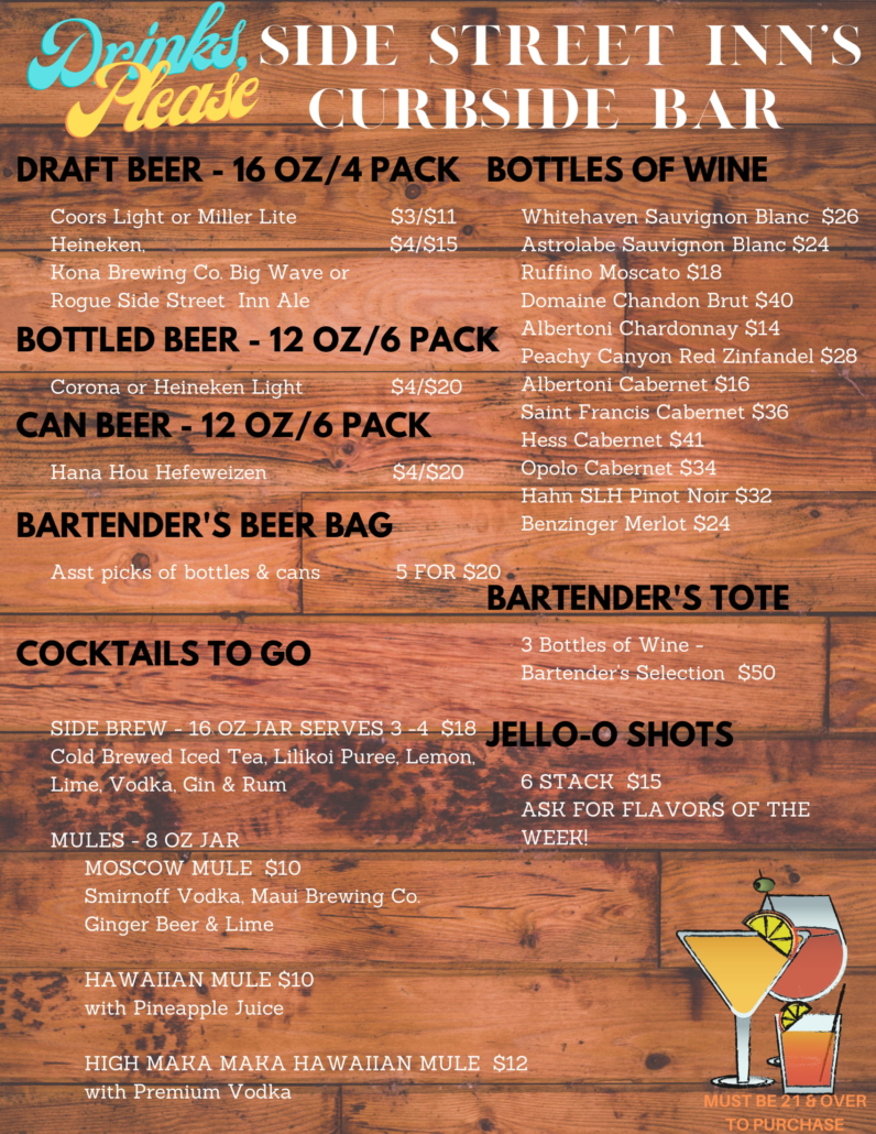 CURBSIDE BAR MENU-1 - Side Street Inn