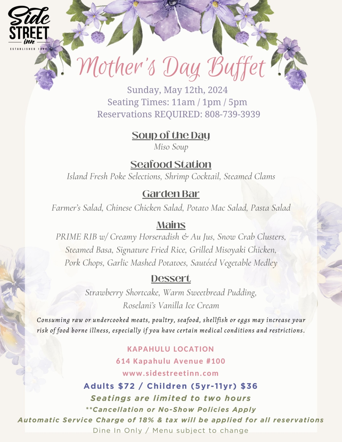 Mother's Day Buffet - Side Street Inn