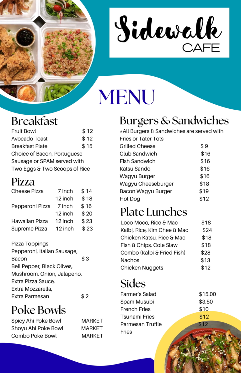 Sidewalk Cafe Menu - Side Street Inn